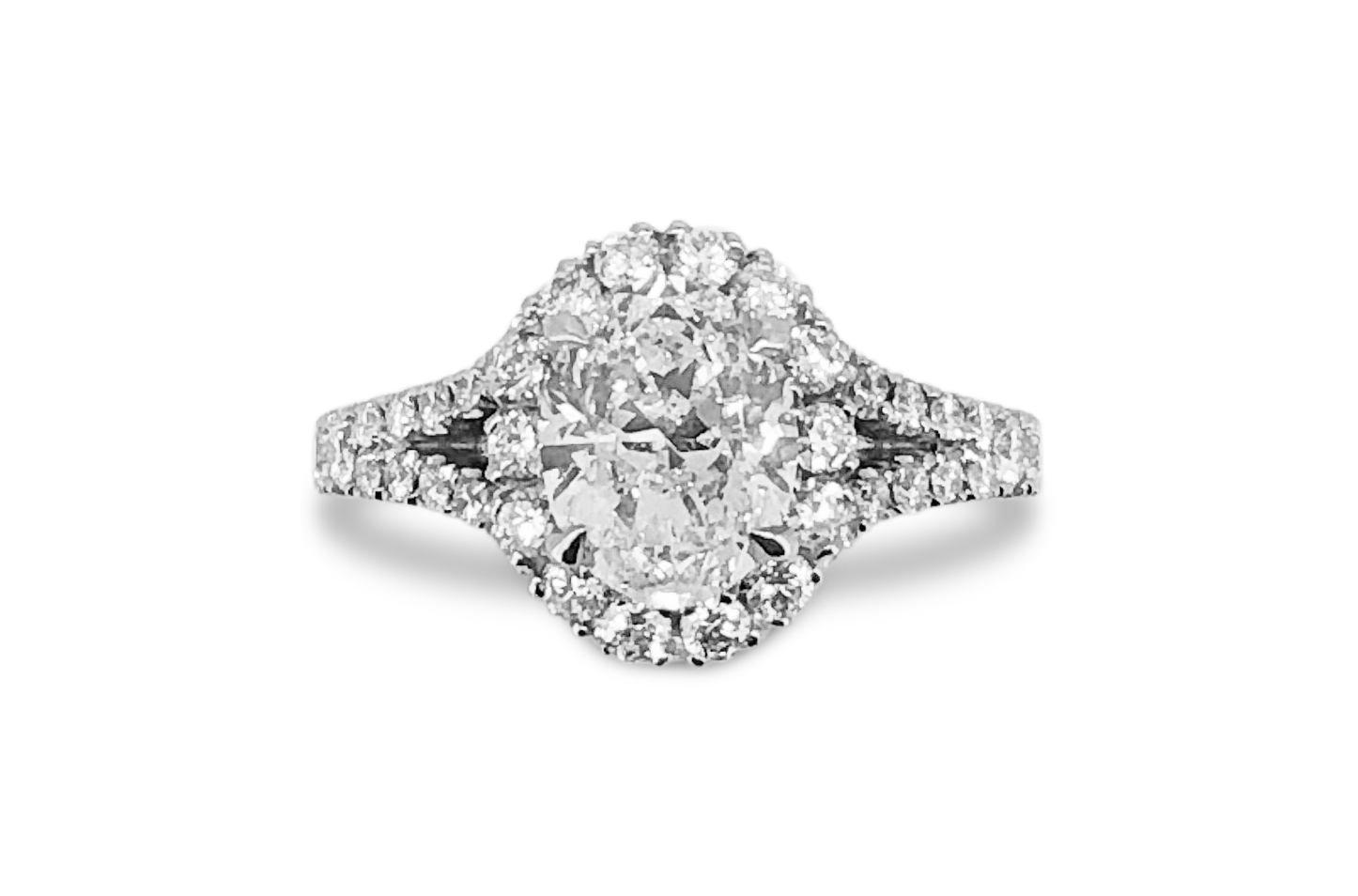 Oval Diamond Halo Engagement Ring - Flower & Maricar