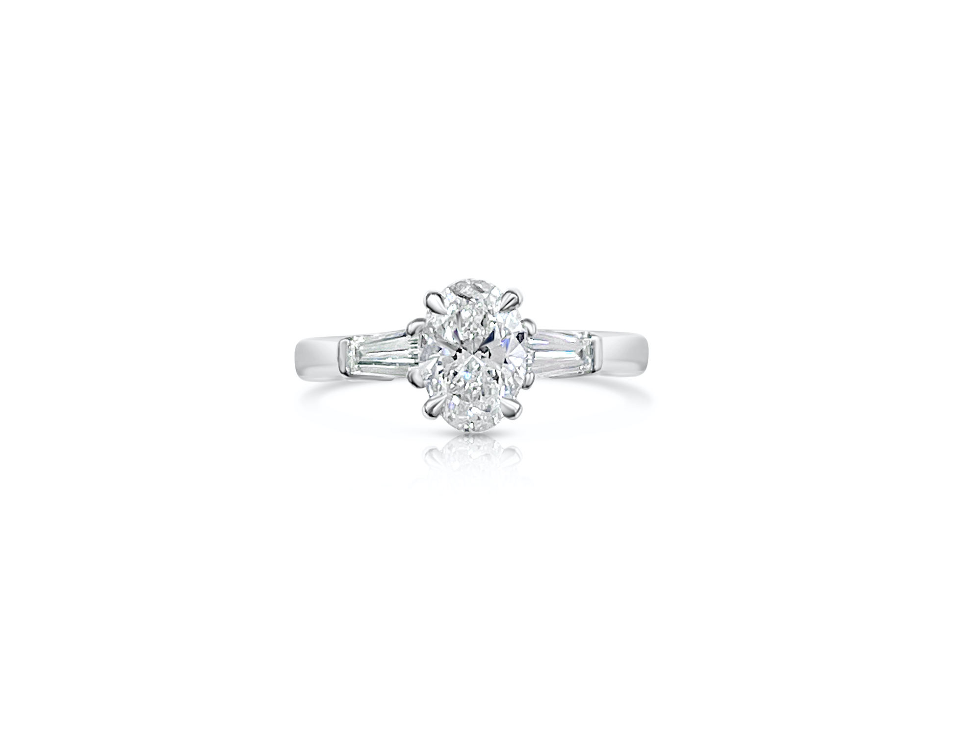 Oval Diamond Three Stone Engagement Ring - Flower & Maricar